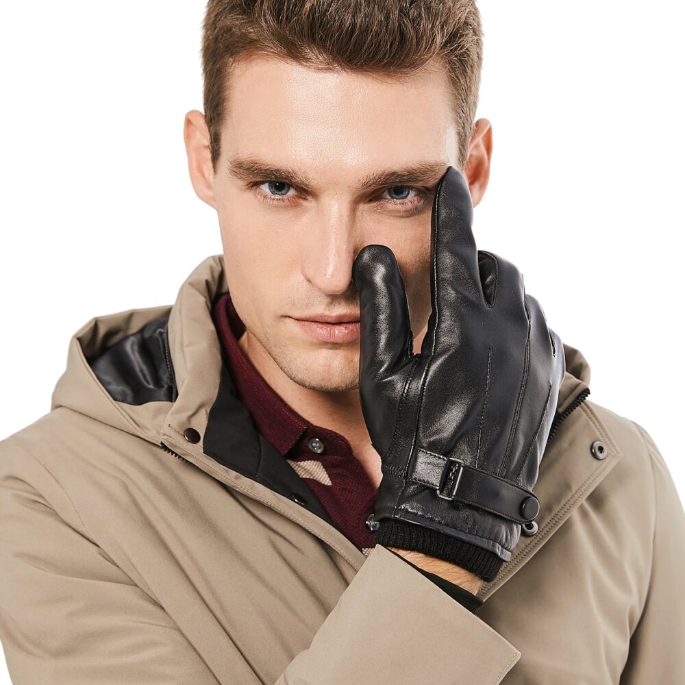 Gants hiver en cuir véritable homme • Univers gant